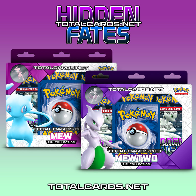 Pokemon - Hidden Fates Pin Collections - Mew & Mewtwo Now Available