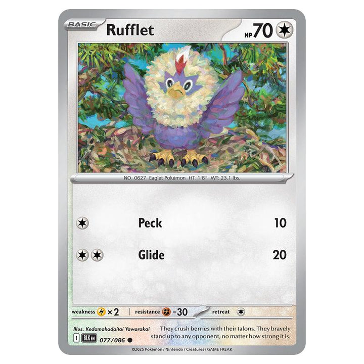 Pokemon - Scarlet & Violet - Black Bolt - Rufflet (Reverse Holo) - 077