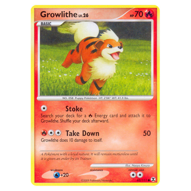 Pokemon - Platinum - Rising Rivals - Growlithe - 63/111 - (Reverse Hol